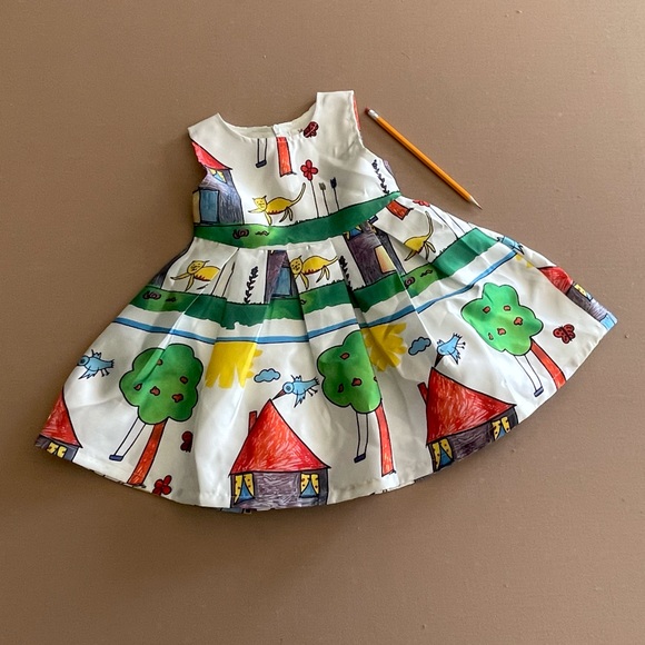 Doe A Dear | Dresses | Whimsical Print Drawing Dress Doodle Dress ...